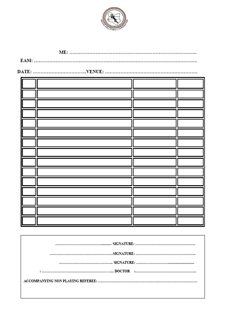 TC4 Competition Team Sheet | PDF