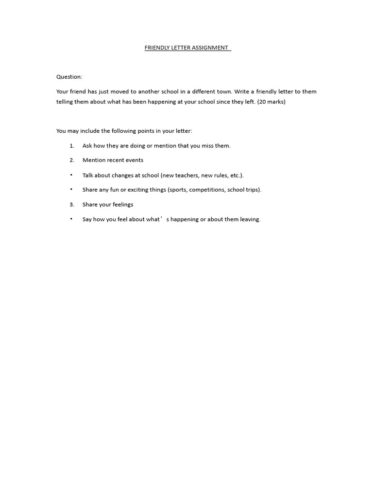 Friendly Letter Writing Assignment | PDF