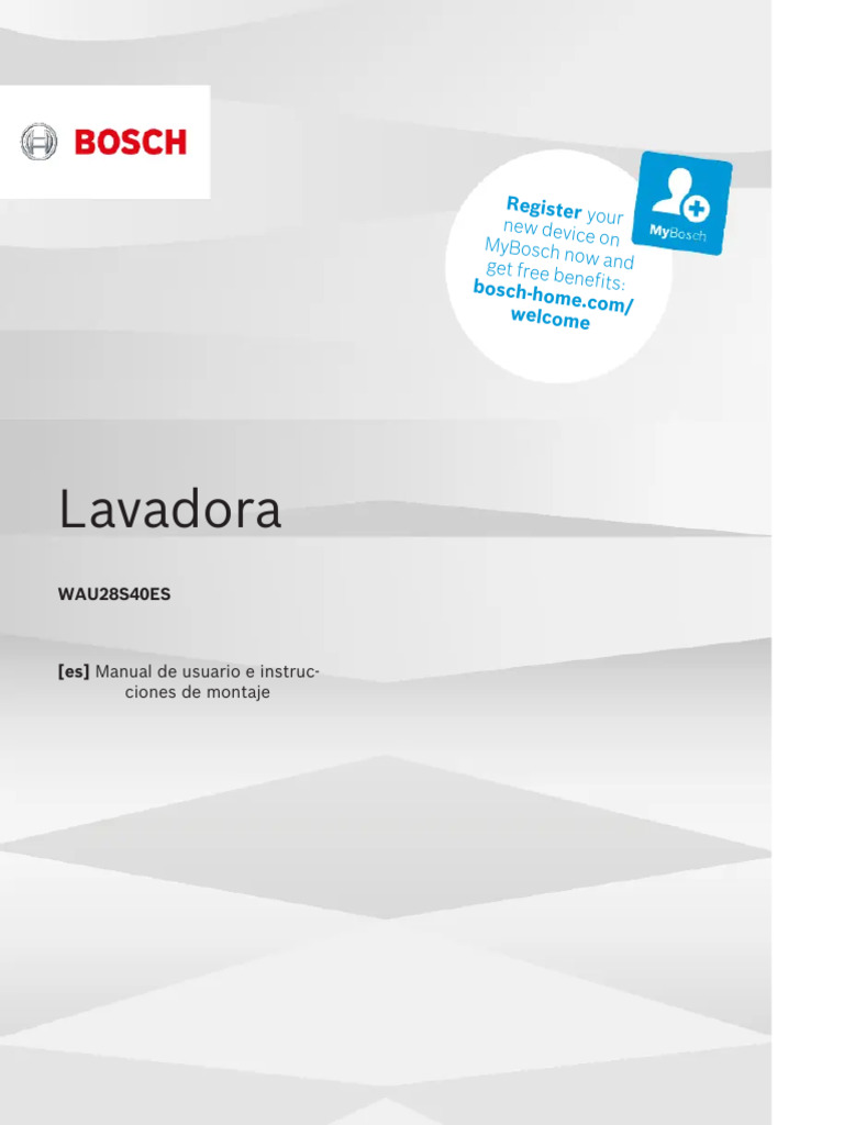 Manual de Usuario Bosch Serie 6 WAU28S40ES (Español - 76 Páginas) | PDF