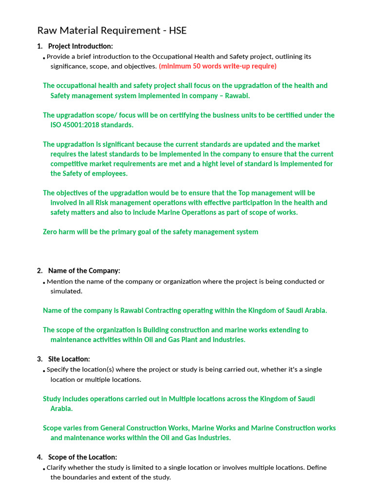 Rawabi HSE Project: ISO 45001 Upgrade | PDF | Occupational Safety And ...