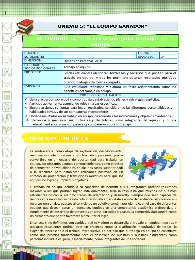3°TUTORIA FICHA DE ACTIVIDAD 1 U5 | PDF | Cognición