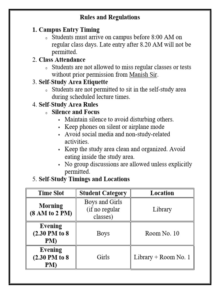 Campus Rules for Students' Conduct | PDF