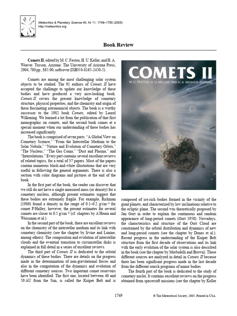 Comets II Edited by M C Festou H U Kelle | PDF | Comet | Cosmic Dust