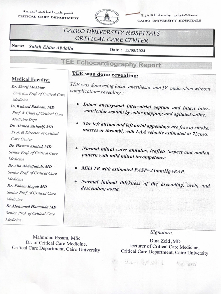 Tee Echocardiography | PDF