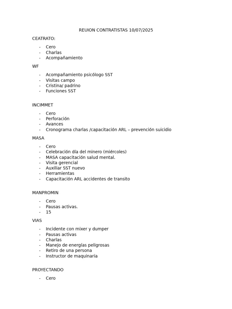 Reunion Contratistas 10072025 | PDF