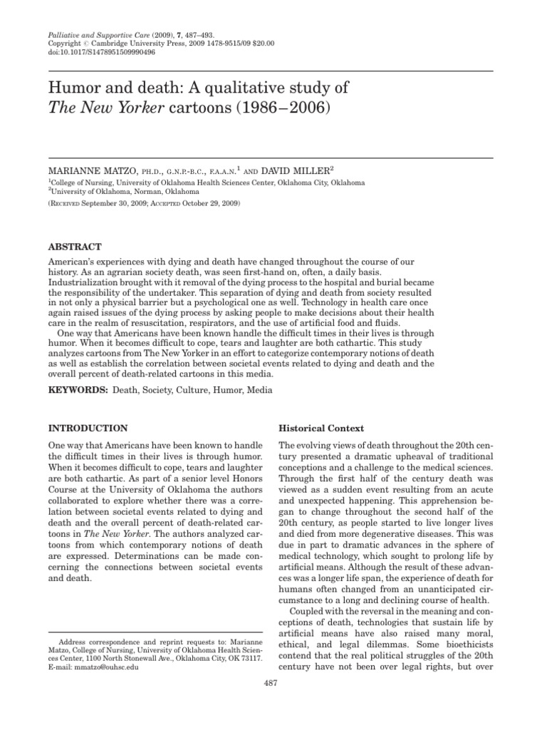 Analyzing Death Humor in New Yorker Cartoons | PDF | Humour ...