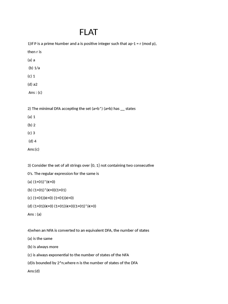 CCW Flat MCQ Group-2 | PDF