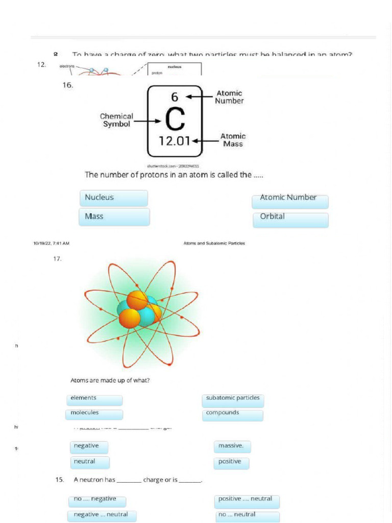 Science Atoms and Subatomic Particles | PDF