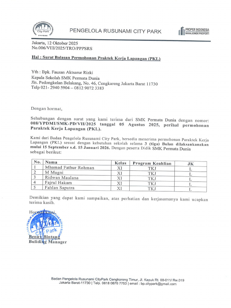 Surat Balasan Acc | PDF
