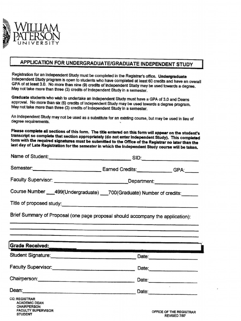 Independent Study Application Blank | PDF