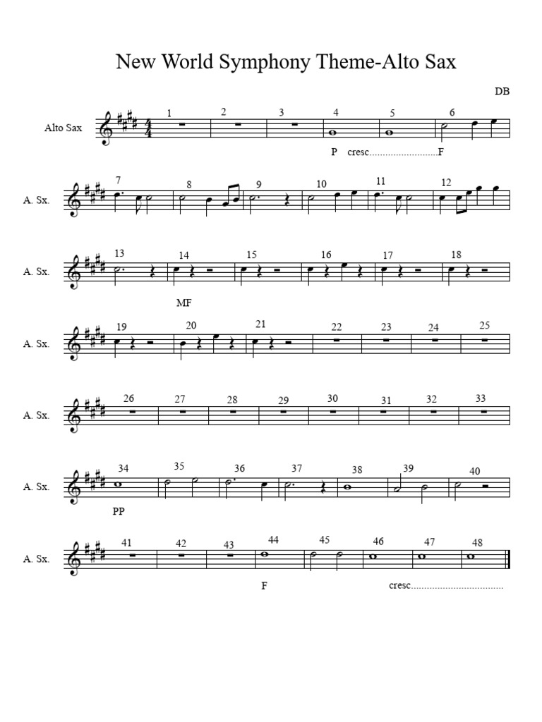 New World Symphony-Full Orchestra-Alto Sax Part-From Fhorn | PDF ...