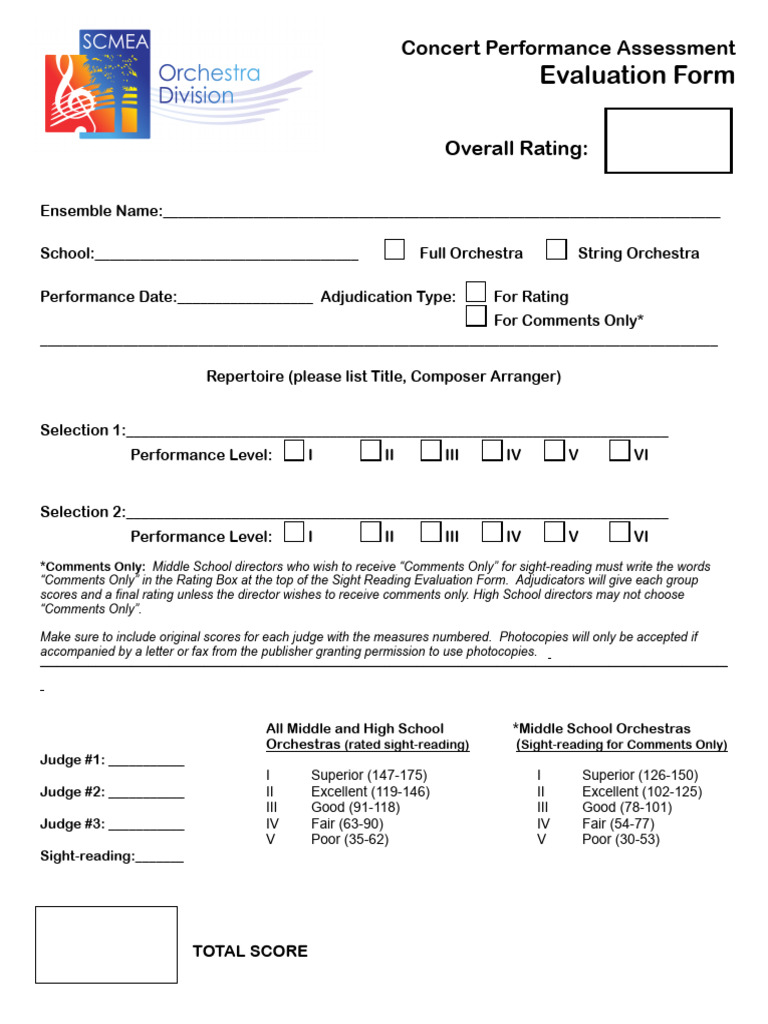 Concert Performance Evaluation Form | PDF | Rhythm | Tempo