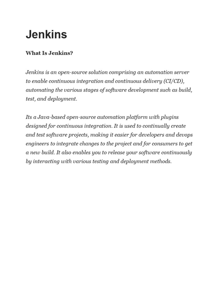 Understanding Jenkins for CI/CD | PDF | Java Virtual Machine | Computer ...