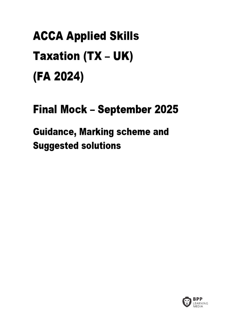 ACCA TAX Final Mock September 25 - As - TTK | PDF | Value Added Tax | Taxes