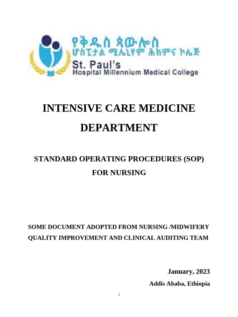 SOP New | PDF | Intravenous Therapy | Injection (Medicine)