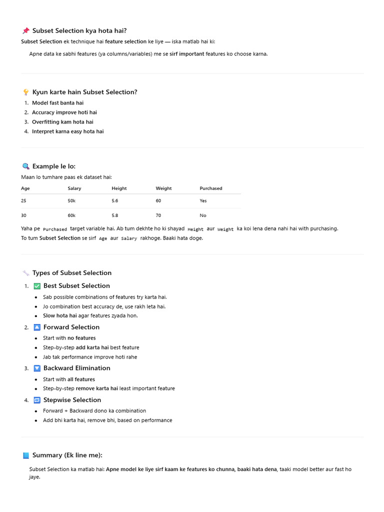 Subset Selection: Feature Optimization | PDF