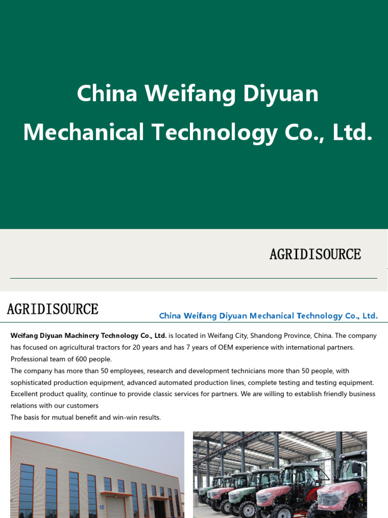 Weifang Diyuan Tractors Overview | PDF | Axle | Engines