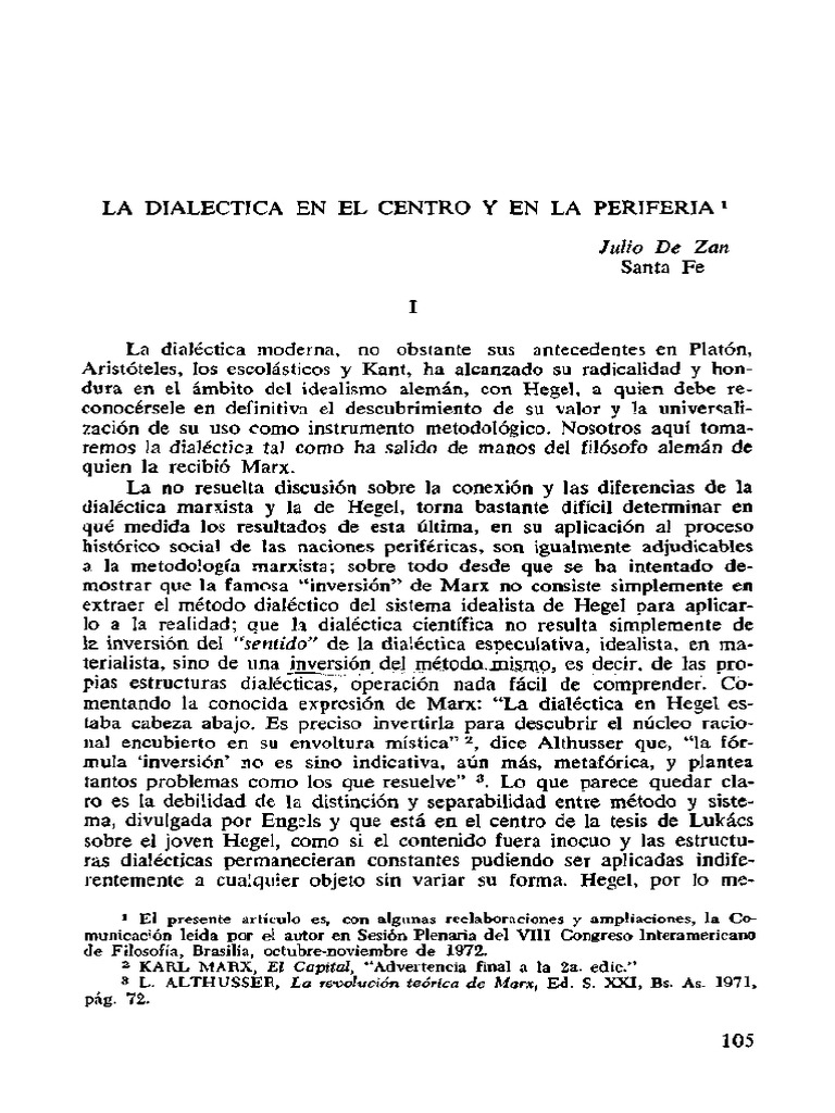 Dialéctica Hegeliana y Marxismo Periférico | PDF | Dialéctico | Georg ...