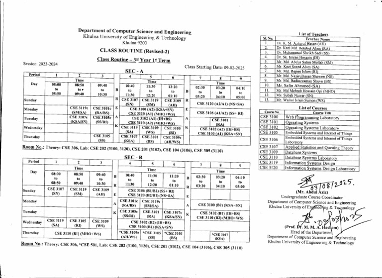 Class Routine (Update) | PDF