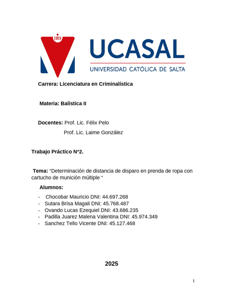 BALÍSTICA II tp2 | PDF | Munición | Calibre