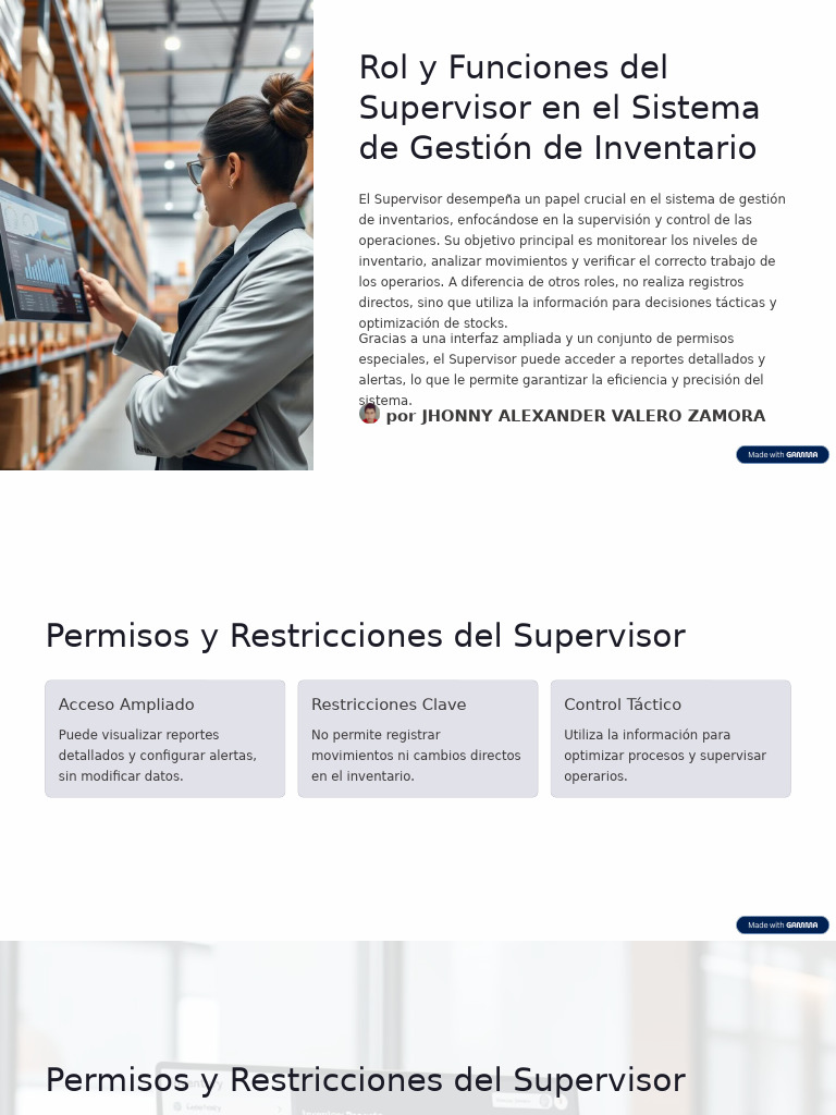 Rol y Funciones Del Supervisor en El Sistema de Gestion de Inventario ...