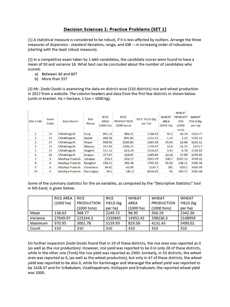 2025 DS1 PracticeProblems SET1 | PDF | Standard Deviation | Normal Distribution
