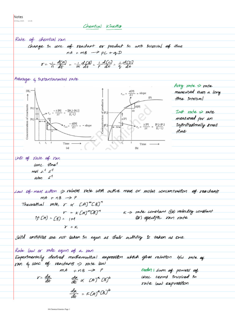 Chemical Kinetics - One Notes 4 | PDF