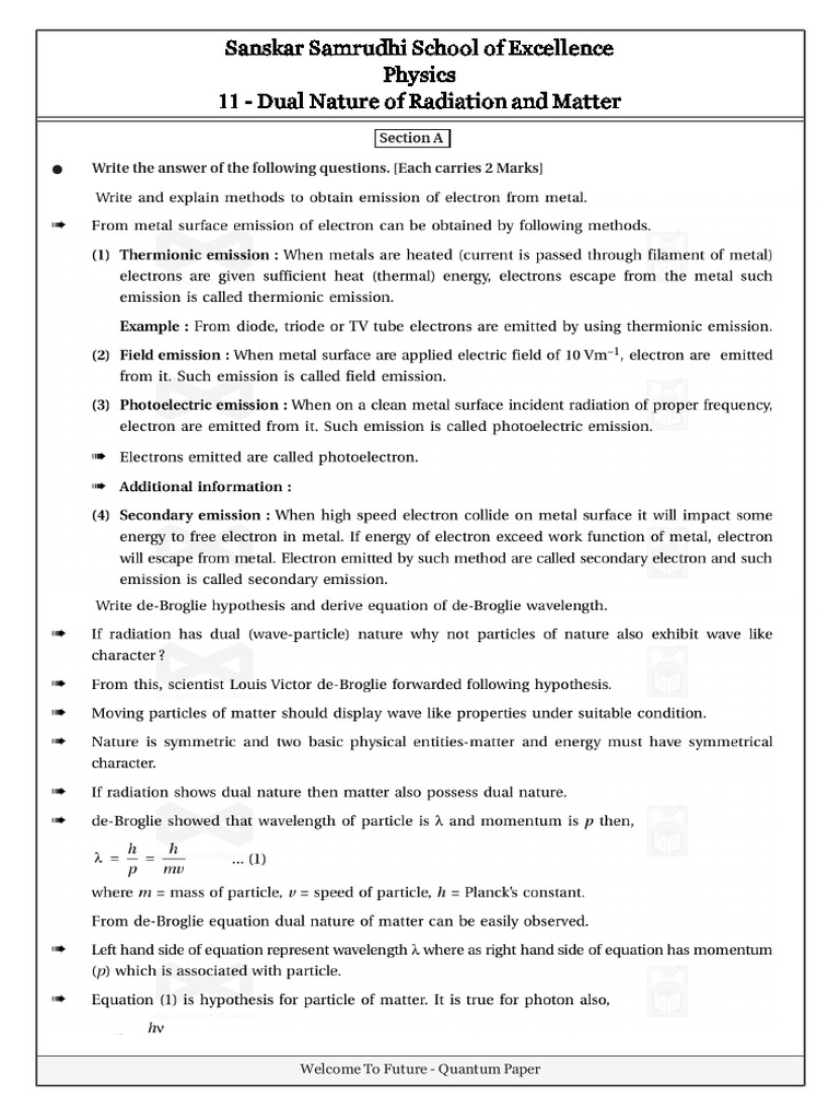 11 DualNatureofRadiationandMatter D02 Dec 2024 | PDF