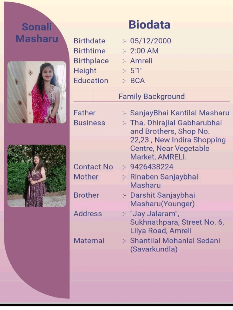 Sonali Biodata | PDF