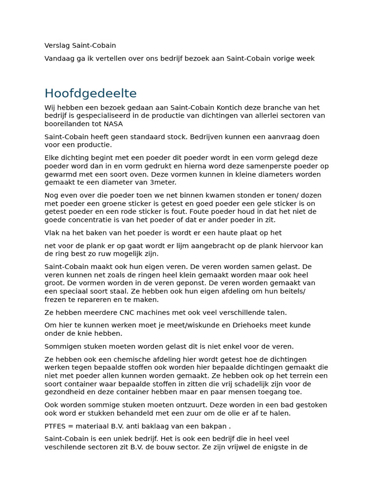 Verslag Saint Cobain | PDF