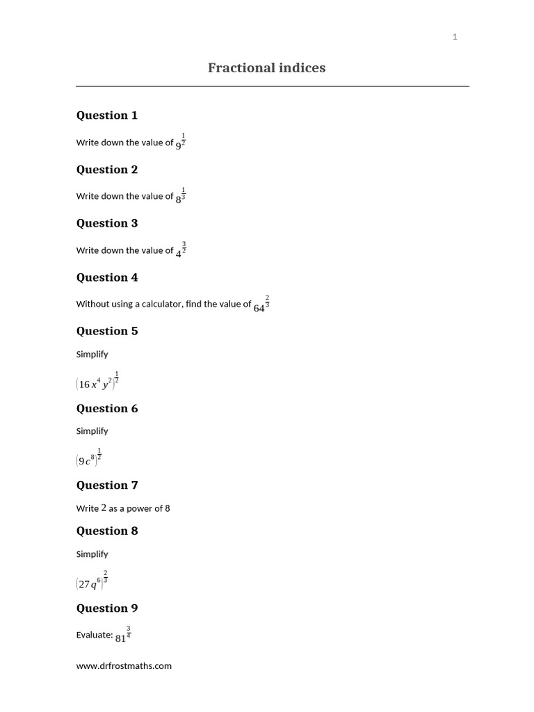 2.3 Fractional Indices (Extended) | PDF