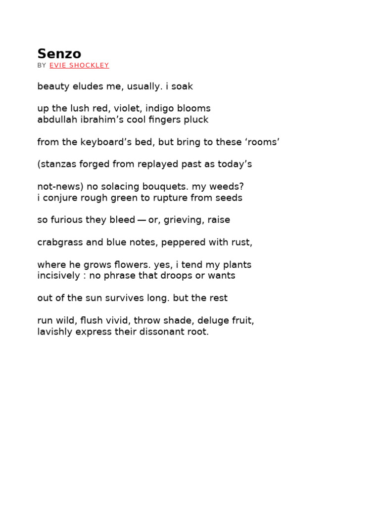 Exploring Beauty in Senzo Poem | PDF