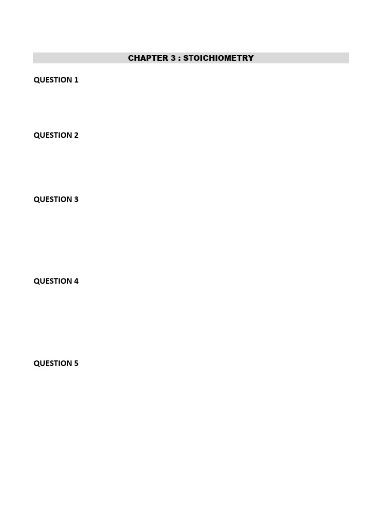 Chapter 3 Stoichiometry Homework FL 2022 | PDF