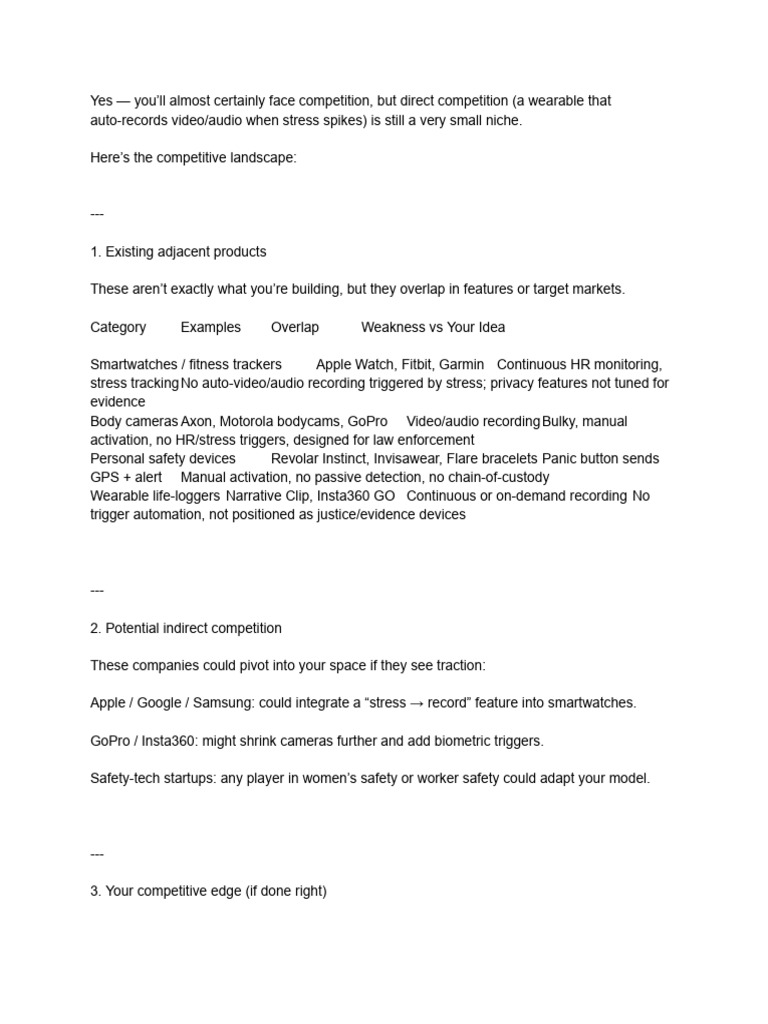 Competitive Landscape of Social Wearable | PDF | Wearable Technology ...