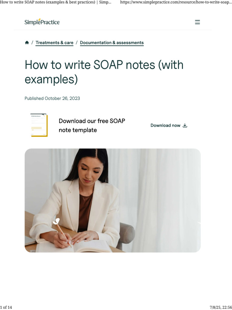 SOAP Note Taking For Med Neces | PDF | Medicine