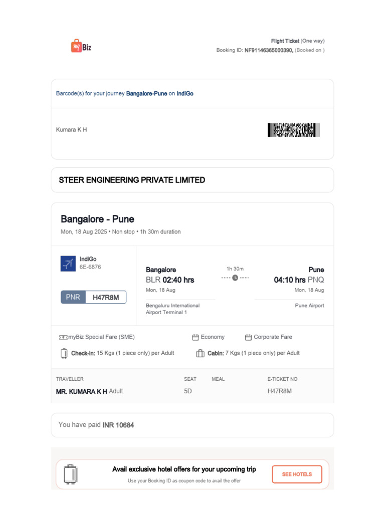 ETicket NF91146365000390 | PDF | Identity Document | Transport