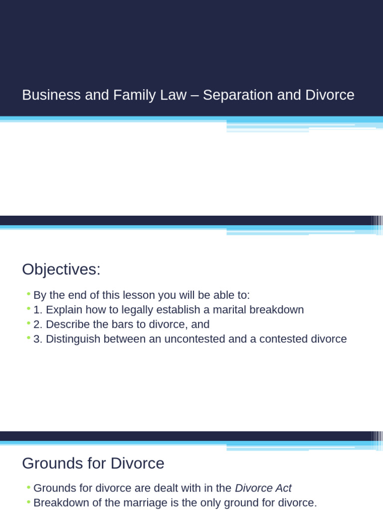 Lesson Ten - Separation and Divorce - Class | PDF | Divorce | Adultery
