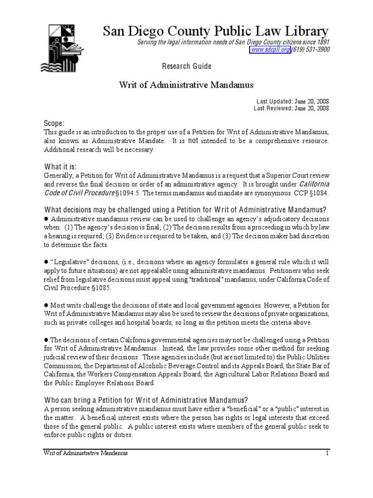 Writ of Administrative Mandamus-1 | PDF | Mandamus | Writ