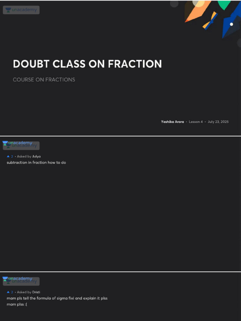 Doubt Class On Fraction No Anno | PDF