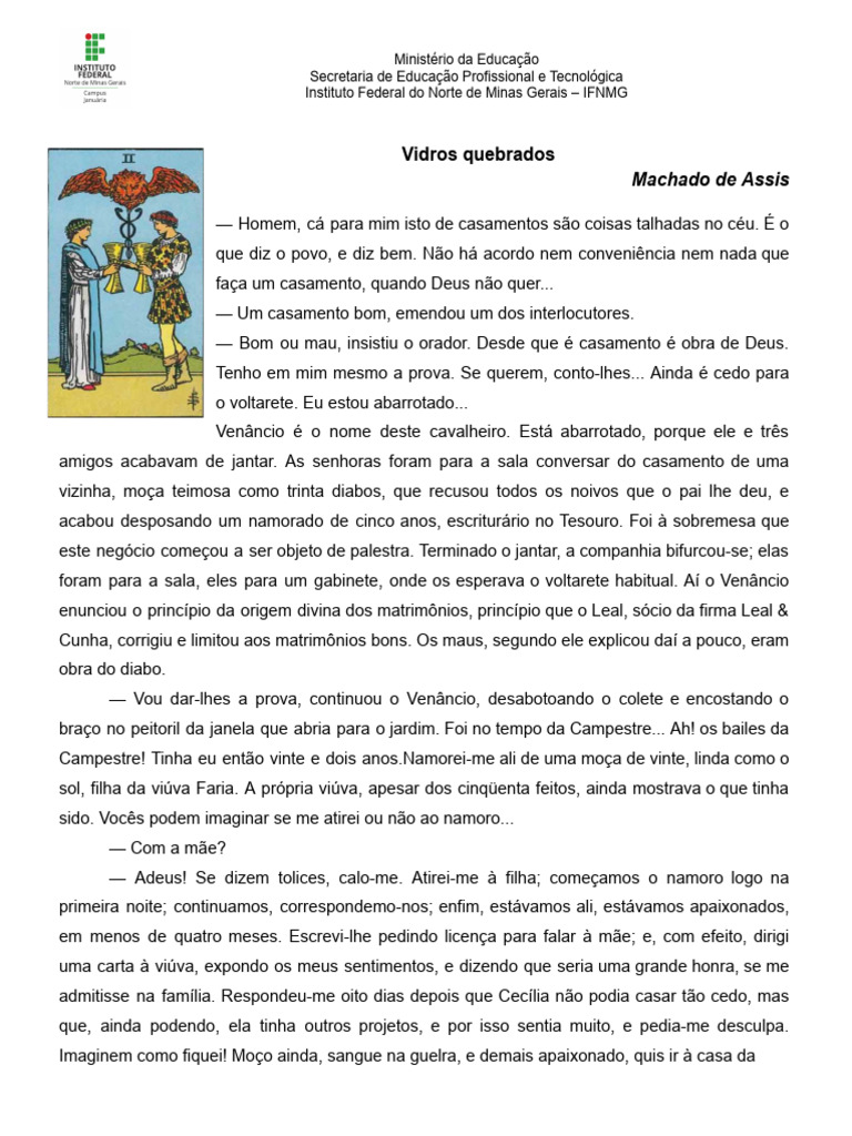Vidros Quebrados, Conto de Machado de Assis - Documentos Google | PDF