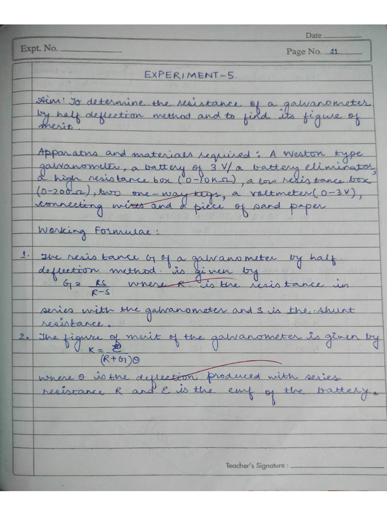 To Determine The Resistance of A Galvanometer by Half Deflection Method ...