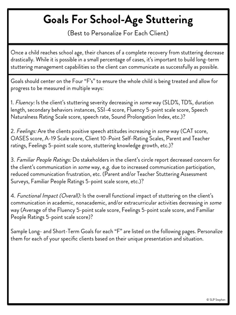 1.+Goals+for+School Age+Stuttering | PDF | Stuttering | Communication