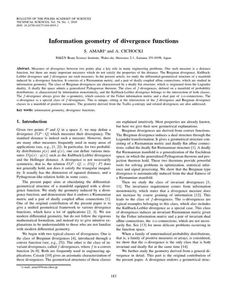 Information Geometry of Divergence | PDF | Geometry | Distance