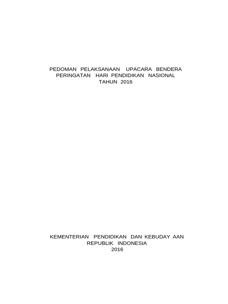 Pedoman Upacara Bendera Hari Pendidikan Nasional 2016 | PDF