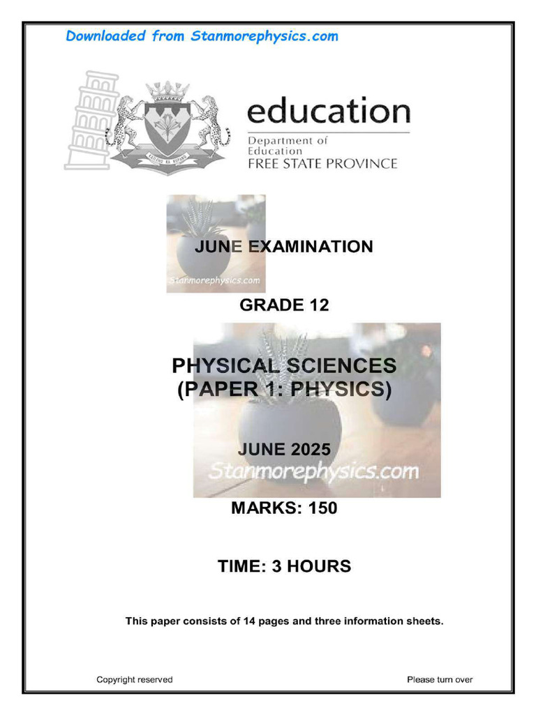 FS Physical Sciences Grade 12 June 2025 P1 and Memo | PDF