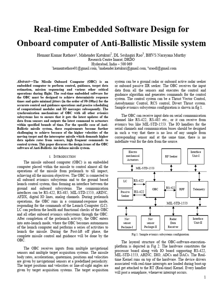 Real-Time Embedded Software Design For Onboard Computer of Anti ...
