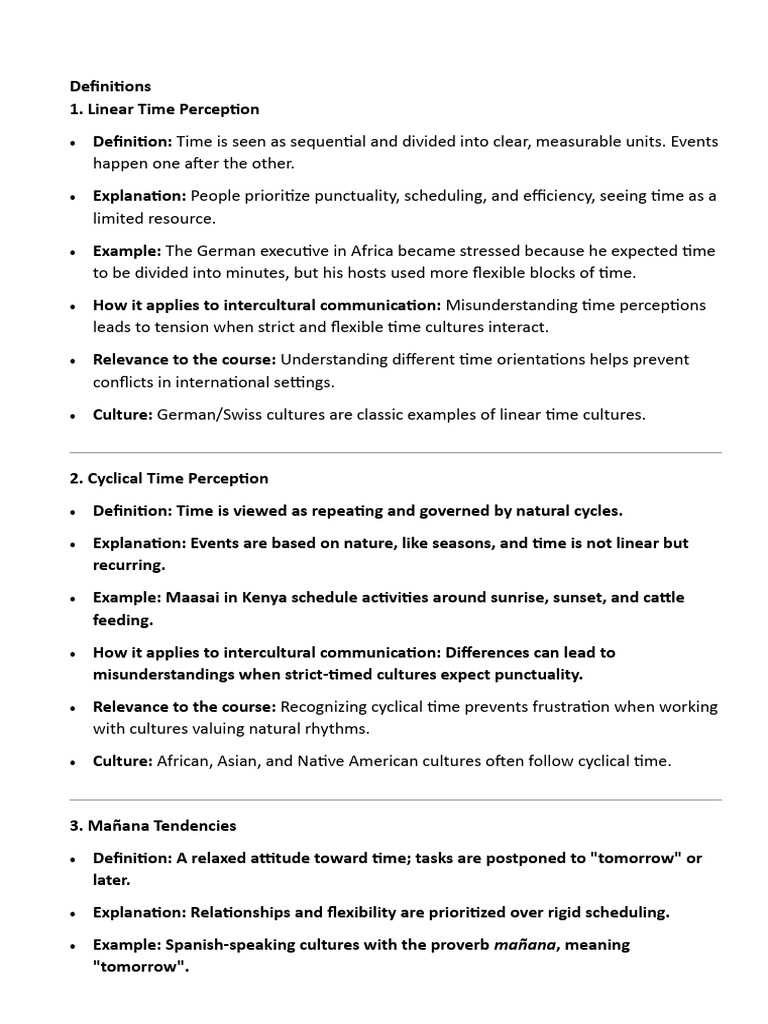 Understanding Time Perceptions in Cultures | PDF | Communication ...