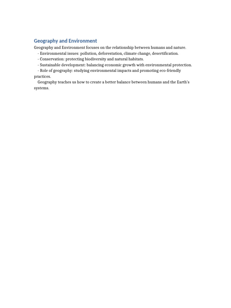 Geography and Environment | PDF