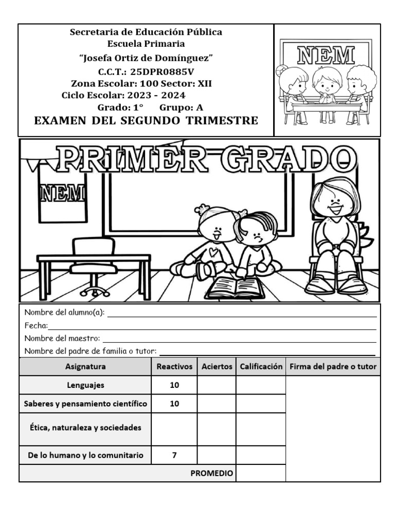 Examen - Trim2 - 1° | PDF