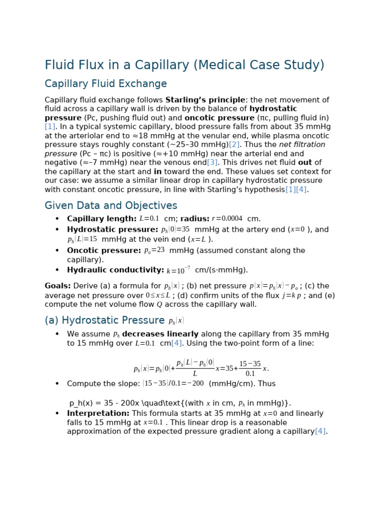Fluid Flux in A Capillary (Medical Case Study) | PDF | Capillary ...